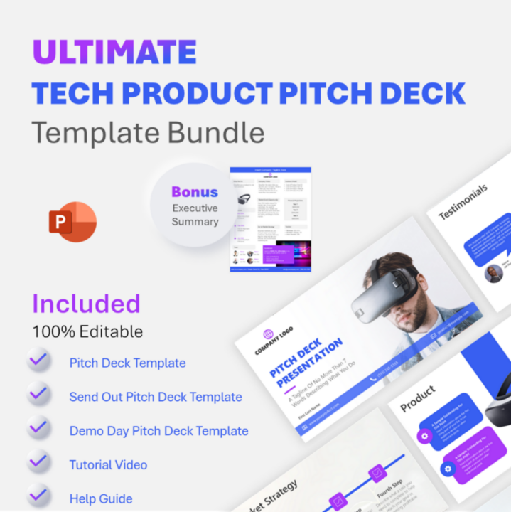 Ultimate Tech Product Pitch Deck Template Bundle - Slide Navigator